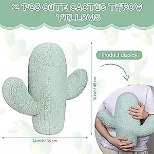 2 Pcs 16 Inches Cute Throw Pillow Cactus Shape Pillow 3D Succulent Pillow Aesthetic Throw Pillows Cute Decorative Pillows Sofa Cushion Office Nap Pillow for Nursery Bedroom Sofa Room Accessory