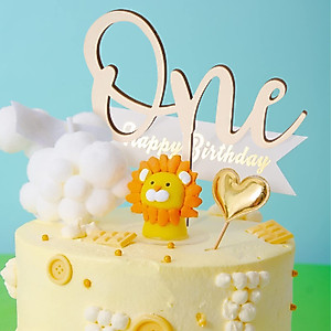 One Cake Topper 1st Birthday Girl Boy First Birthday Cake Topper Wooden Rustic Boho Cake Decorations for Smash Cake