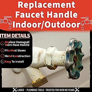 LASCO 01-5105 Metal Outside Faucet Hose Bibb Round Wheel Handle, 16 Point Broach (1/2 inch diameter)