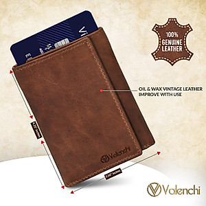 Leather Trifold Wallet For Men - RFID Blocking - 7 Card Slots, 2 Note Compartments & 1 ID Window - Minimalist Design, Slim Wallet - Premium, Fashionable Gifts for Him - Father's day (Cognac Vintage)