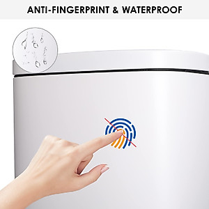 Arlopu 8 Gallon Step Trash Can, Stainless Steel Garbage Bin, Soft-Close Rubbish Bin with Removable Plastic Inner Bucket, Fingerprint-Proof, Lid Dustbin, Suit for Kitchen Home (White, 30L)