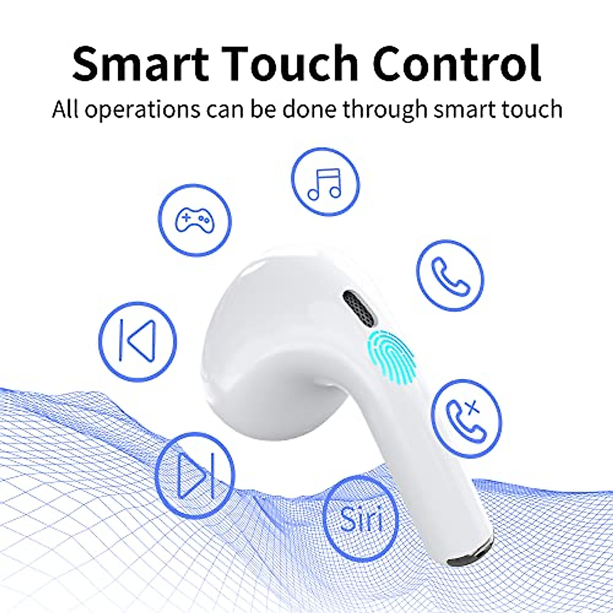 Mini Wireless Earbuds White Bluetooth Earbuds Built-in Mic IPX5 Waterproof Immersive Sound Cordless Earbuds Fast Charge Single/Twin Mode Unisex White Bluetooth Earbuds for Work,Office,Sport