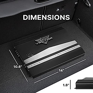 Lanzar 4-Channel High Power MOSFET Amplifier - Slim 2000 Watt Bridgeable Mono Stereo 4 Channel Car Audio Amplifier w/ Crossover Frequency&Bass Boost Control, RCA input,Line Output - Lanzar VCT4110