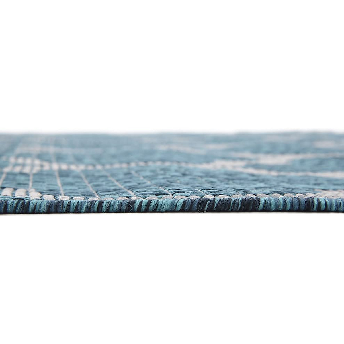 Unique Loom Outdoor Trellis Collection Area Rug (6' 1" x 9' Rectangle, Teal/ Gray)