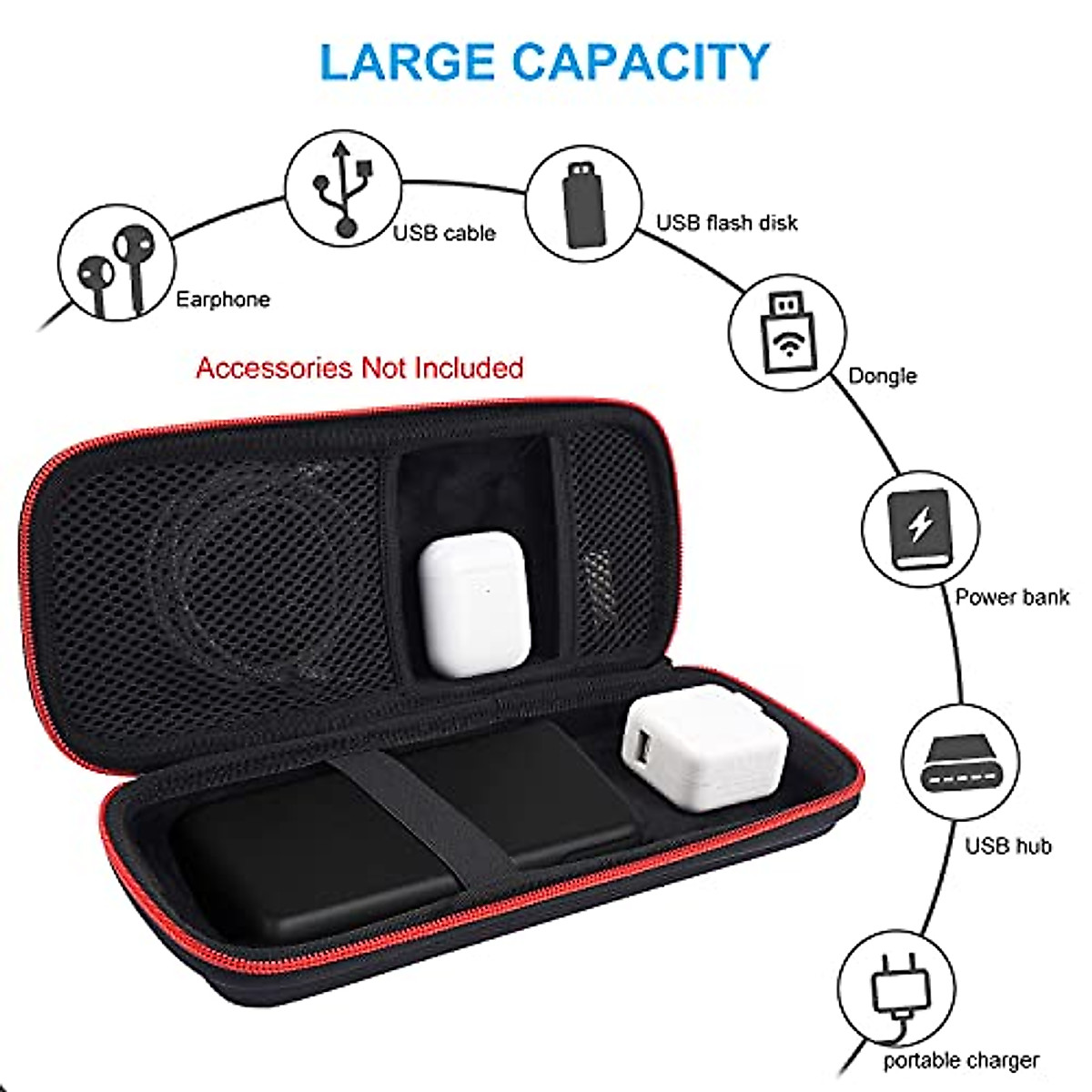 Hard Travel Case Fit for RAVPower 26800/20100/20000mAh, Anker Power Core 26800mAh/PowerCore +26800mAh, Dulla M50000 Power Bank 12000mAh, ROMOSS 30000mAh, Lab599 Tx500 Radio by SKYNEW (Large Black)