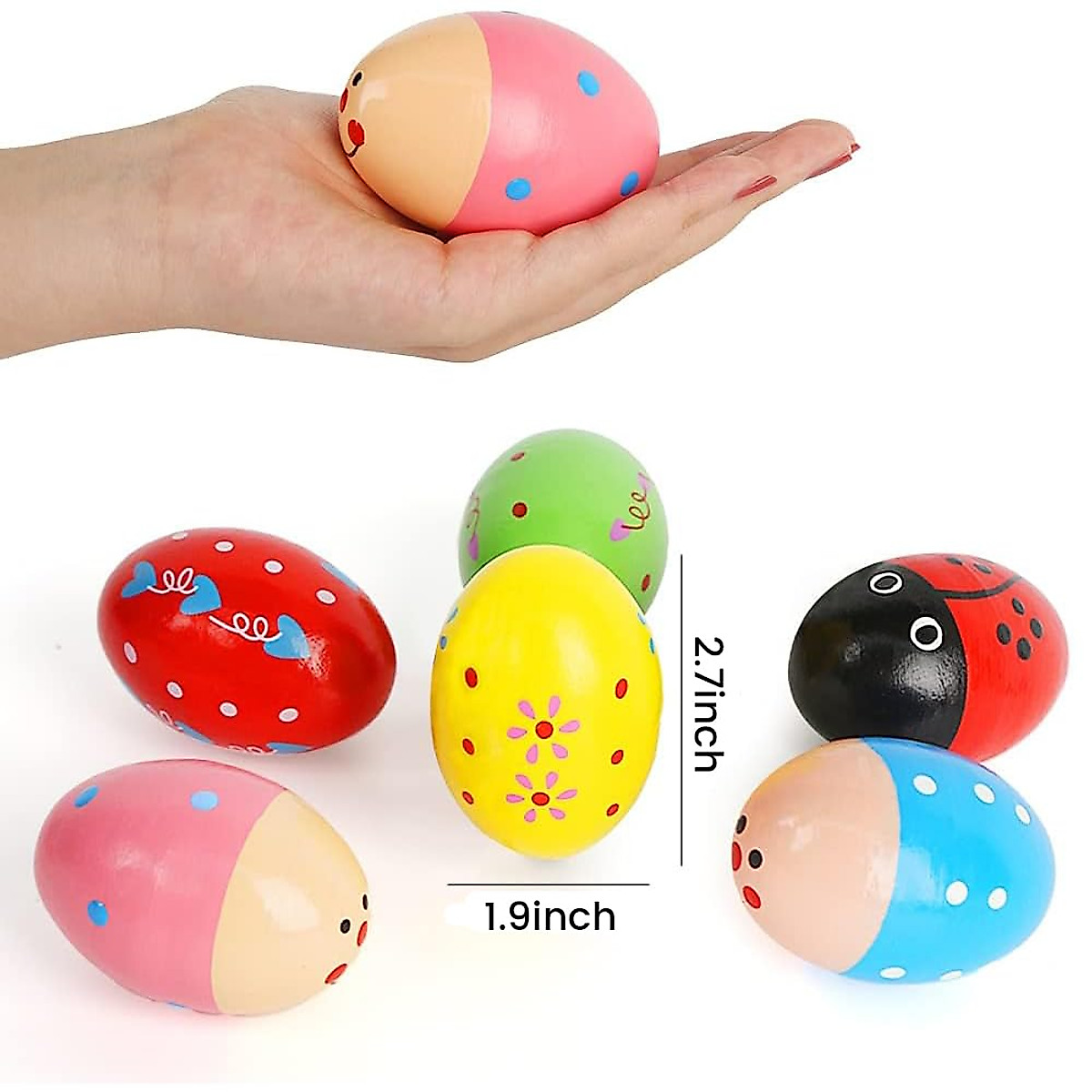 SallyFashion 6 PCS Wooden Percussion Musical Egg Maracas Egg Shakers for Party Favors Classroom Prize Supplies Musical Instrument