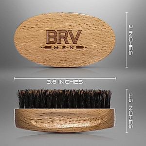 25+ Years, BRV MEN Natural Firm Boar Bristles Beard Brush. The Ideal Gift For Men (Beechwood)