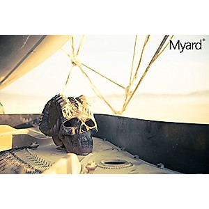 MYard Fireproof Demon Fire Pit Skull (Hollow, Flame from Eye Holes) Gas Log for Fireplace, Firepit, Camp Fire, Halloween Decor (Demon Black Skull, 1pk)