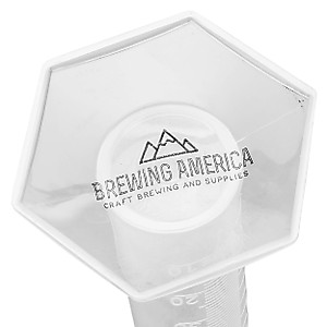 Brewing America 100ml Plastic Graduated Cylinder Beaker - 100ml Science Measuring Test Tube Flask, 2-Sided Marking - Black and Raised Graduation Lines, Pour Spout