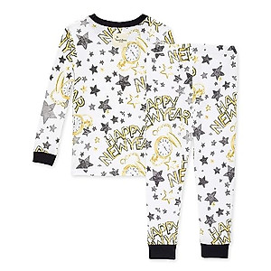 Burt's Bees Baby Baby Boys' Pajamas, Tee and Pant 2-Piece Pj Set, 100% Organic Cotton, New Year's Eve