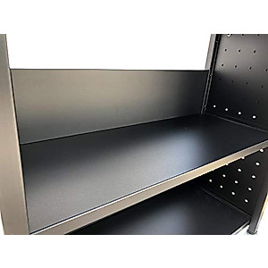 Workington Rolling Book Truck Book Cart with 3 Flat Shelves, Library Book Cart with Swivel Lockable Casters 3001 Black