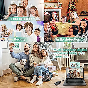 Digital Camera, HUMIDIER FHD 1080P 36MP 16X Digital Zoom Mini Vlogging Video Camera with Battery Charger, Compact Portable Cameras Point and Shoot Camera for Kids,Teens,Beginners (Green)