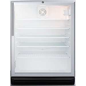 Summit Appliance SCR600BGLBIHVADA 24" Wide Built-In Beverage Center, ADA Compliant; 5.5 Cu.Ft. Capacity; Auto Defrost; Double Pane Tempered Glass Door; Adjustable Glass Shelves