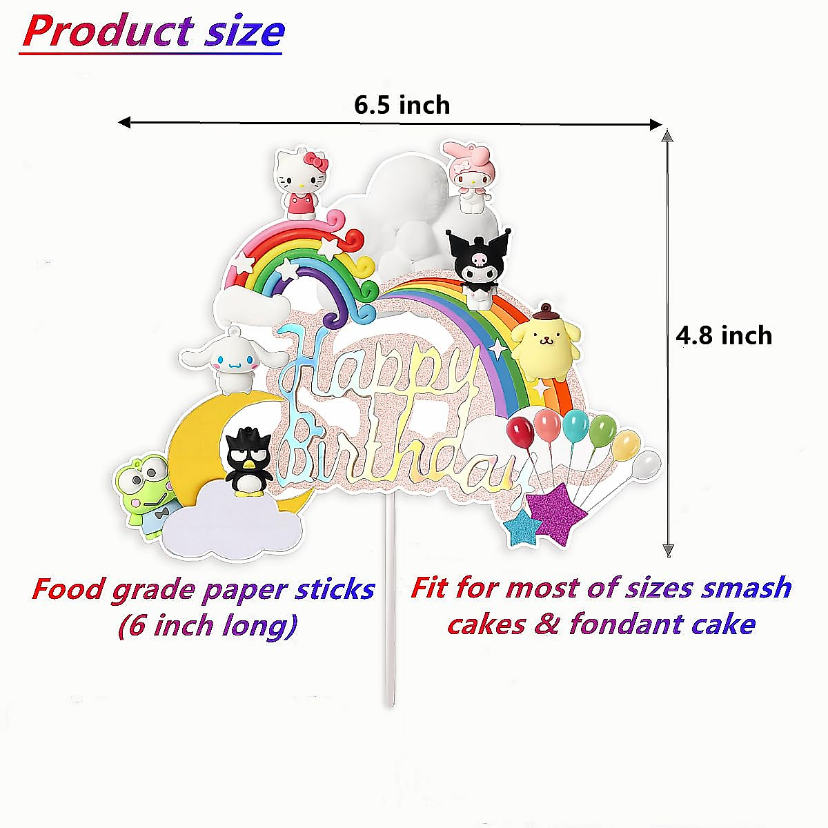 1PCS Cute Kitty Cake Topper for Kitty Party Supplies Decorations, Kitty Birthday Party Cake Decorations for Kids Girls Boys Happy Birthday Baby Shower Decor