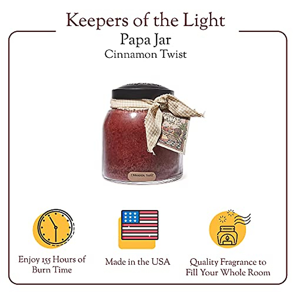 A Cheerful Giver — Cinnamon Twist - 34oz Papa Scented Candle Jar with Lid - Keepers of the Light - 155 Hours of Burn Time, Gift for Women, Red