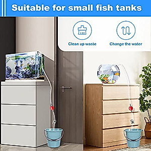 Damrcnn 5 10 Gallon Small Fish Tank Aquarium Vacuum Siphon Pump Gravel Cleaner Water Changer with Long Hose and Coral Feeder Pipettes Dropper Betta Fish Tank Accessories Cleaning Tools kit-Red