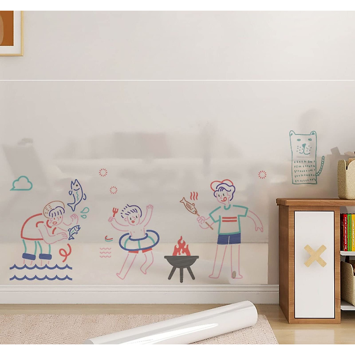 Electrostatic Absorption Wall Protective Film,Removable Clear Wall Protector Oil Proof Waterproof Sticker Furniture Protective Film Sticker, Heat Resistant Anti Scratch Wallpaper (Size : 120x1000cm)