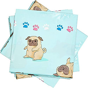 Pug Tablecloth for Dog Birthday Party (Blue, 54 x 108 Inches, 3 Pack)