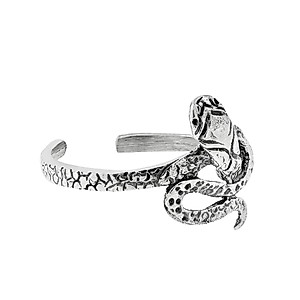 AeraVida Mythical Gothic Snake in 925 Sterling Silver Adjustable Ring | Punk Fashion Ring | Casual Sterling Silver Ring | Jewelry Gift