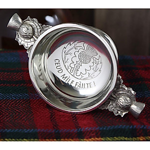 English Pewter Company Ceud Mile Failte Celtic Pewter Scottish Quaich Whisky Tasting Bowl Loving Cup [PQ531-2.5]