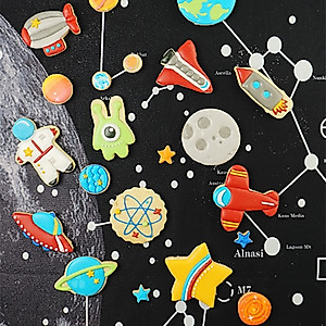 Mini Space Alien Series Cookie Cutter Set of 9 pcs, Stainless Steel Universe UFO Alien Fondant Cutters Set Pastry Biscuit Baking Clay DIY Molds for Kids