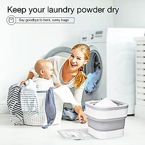 Conworld Laundry Detergent Container, Laundry Powder Dispenser with Scoop for Laundry Room Décor and Accessories, Space Saving Laundry Room Organization and Storage, Gray