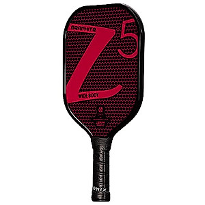 ONIX Graphite Z5 Pickleball Paddle (Graphite Carbon Fiber Face with Rough Texture Surface, Cushion Comfort Grip and Nomex Honeycomb Core for Touch, Control, and Power), Pink