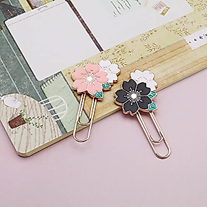 4PCS Flower Bookmark Cherry Blossom Paper Clip Book Page Mark Metal Bookmark Clip School Office Supplies for Reader Student Teacher Reading Supplies