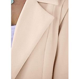 PRETTYGARDEN Women's 2024 Fall Long Blazer Jackets Long Sleeve Lapel Pockets Loose Fit Work Casual Blazers Outerwear (Beige,Small)