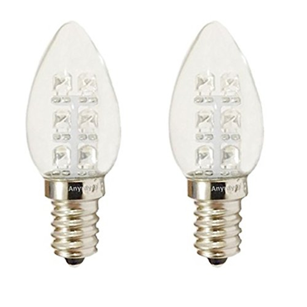 Anyray (2-Bulbs A-C7E12LWW LED Night Light 0.5 Watt C7 (4W 5W 7W Replacement) E12 Candelabra Base 110V Color 120V (Warm White)