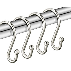Nickel Shower Curtain Hooks, Rust Proof Shower Curtain Rings for Bathroom, Set of 12 CHICTIE Silver S Shaped Decorative Shower Curtain Hooks Hangers for Bathroom Curtains,Clothing, Towels, etc