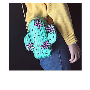MILATA Women Cactus Shape PU Leather Mini Cross Body Bag Cute Purses Shoulder Chain Bag