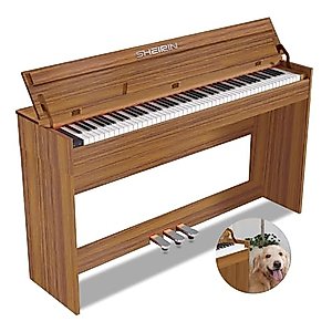 SHEIRIN digital piano 88 key weighted stand cover hammer action electric keyboard pedal full size home professional musical beginners adults instrument self playing MIDI SR-CH80(orange)