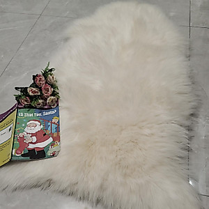 Kopal Sheepskin Rug 2x3 ft Genuine Australian Lambskin Area Rug for Bedroom Living Room Kid's Room, Super Soft and Fluffy, Single Pelt - White/Ivory