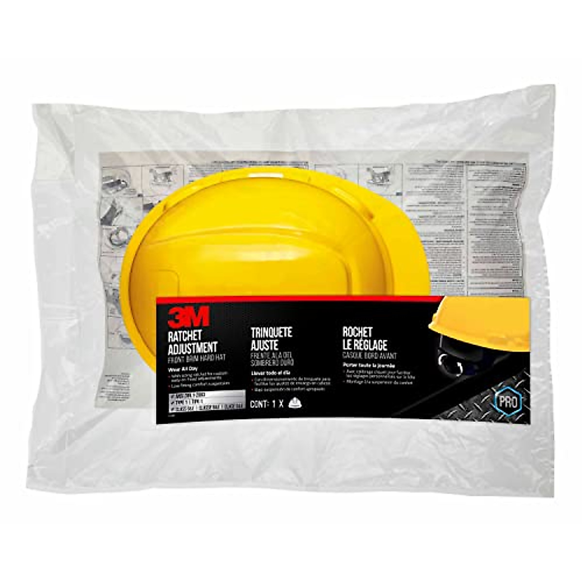 3M Non-Vented Hard Hat with Ratchet Adjustment, Medium, Yellow