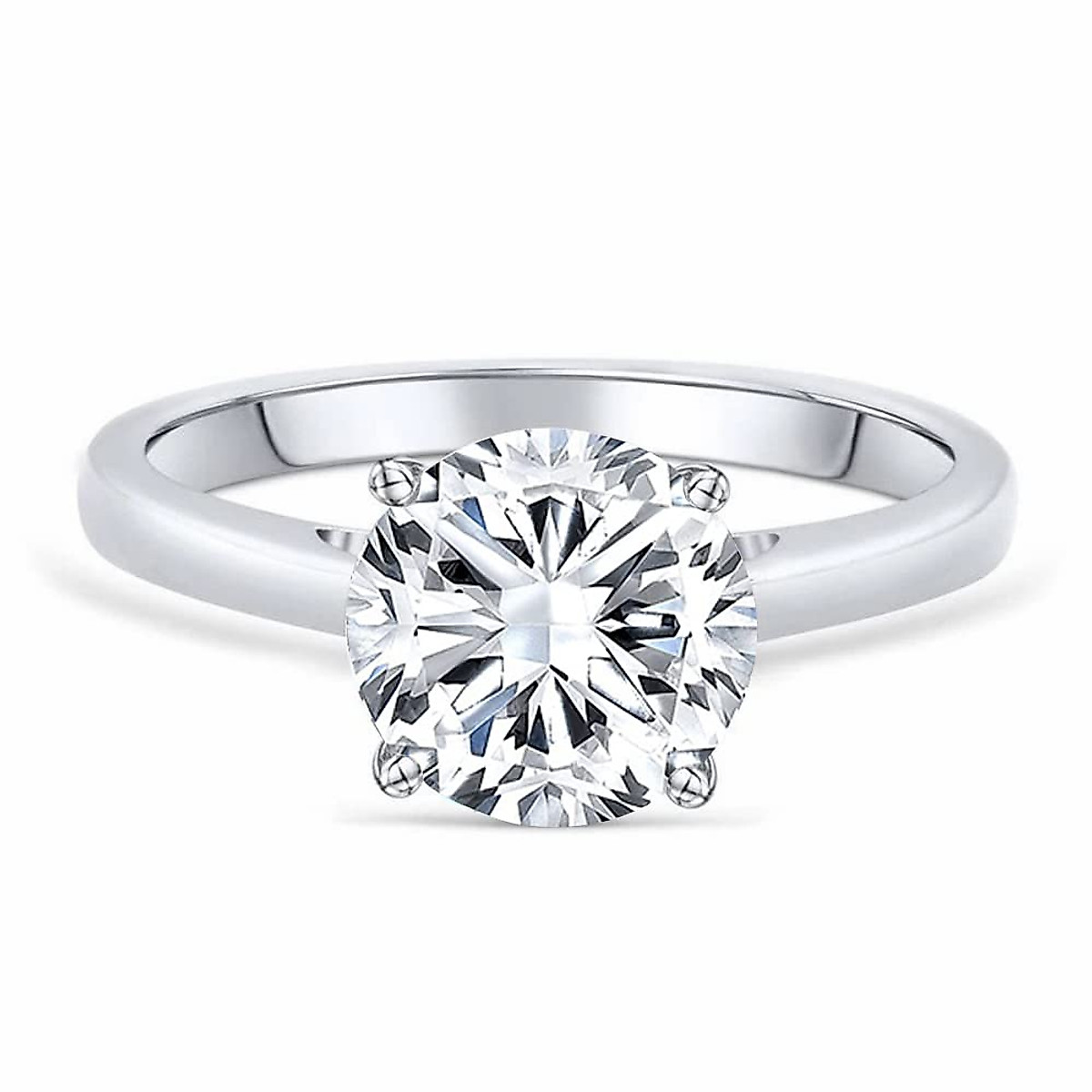 Blocaci Solitaire Engagement Rings for Women 1 Carat Classic Round Moissanite Wedding Rings 925 Sterling Silver 10K 14K 18K Gold Anniversary Promise Rings for Her with Text Engraving (10K Gold)