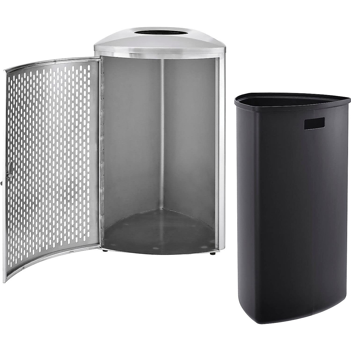 Global Industrial Triangular Trash Can, 18-1/2 Gallon, Brushed Stainless Steel