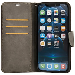 GLOW Co., Ltd. iPhone 12 Pro Max Notebook Type Case with Strap, Gray, Tempered Glass & Stylus Pen 407-2-01