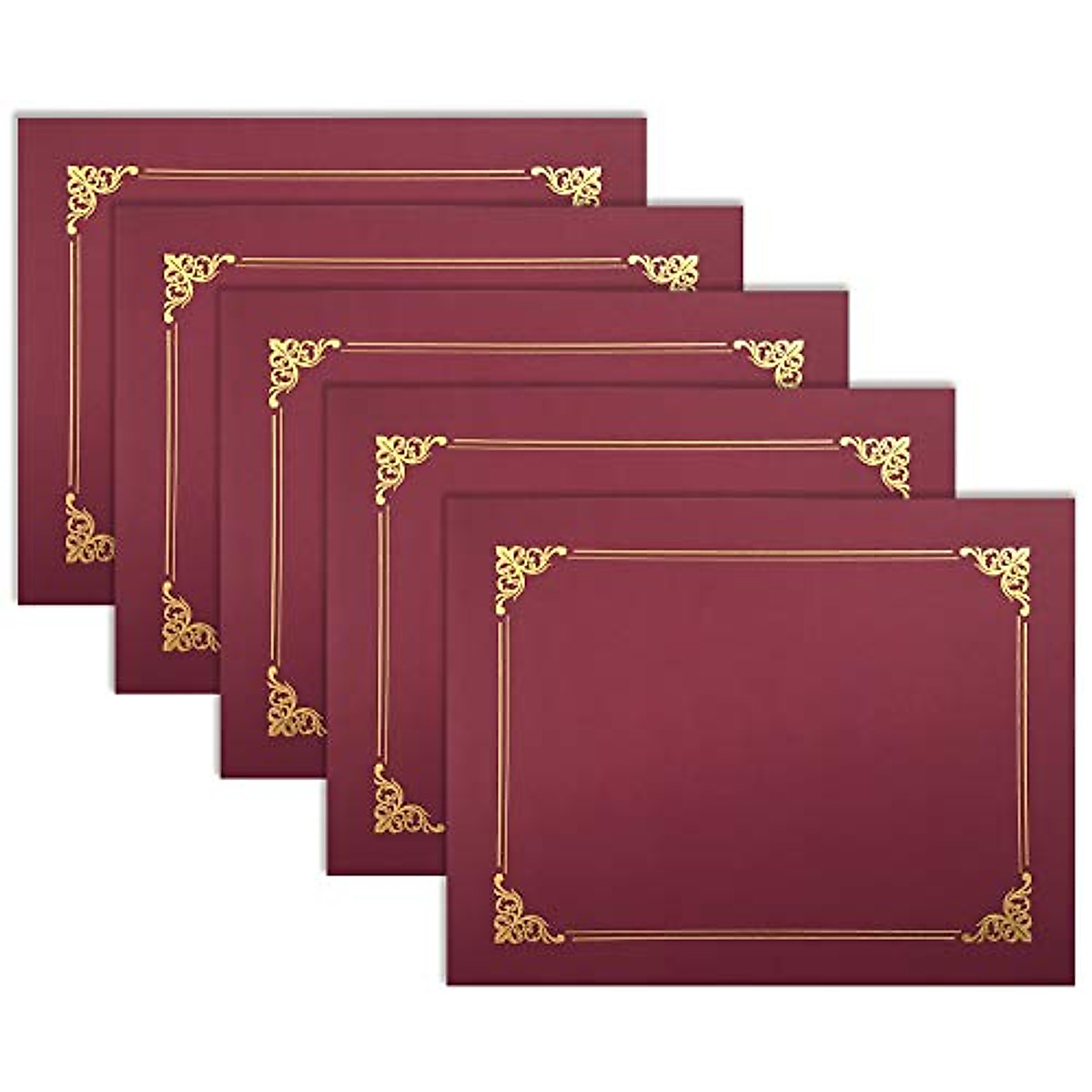 25 Pack Red Certificate Holders, Diploma Holders, Document Covers with Gold Foil Border, by Better Office Products, for Letter Size Paper, 25 Count, Crimson Red