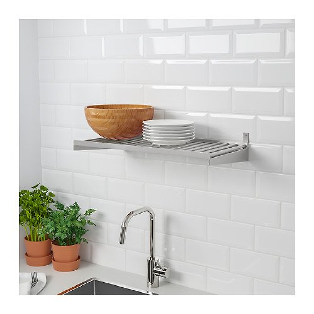 Ikea' Kitchen Wall Mount Shelf | stainless steel, 23 5/8 Bundle with Feltectors Cleaning Cloth