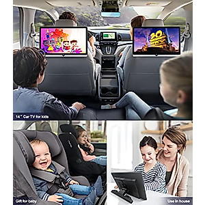 14 inch New 4K Android 10.0 Portable Car TV Headrest Monitor Tablet for Back seat, Support Phone Wireless mirroring Touch Screen,with WiFi/Bluetooth/HDMI/USB/SD/FM/Airplay Video Player 2G+32G(2*PCs)