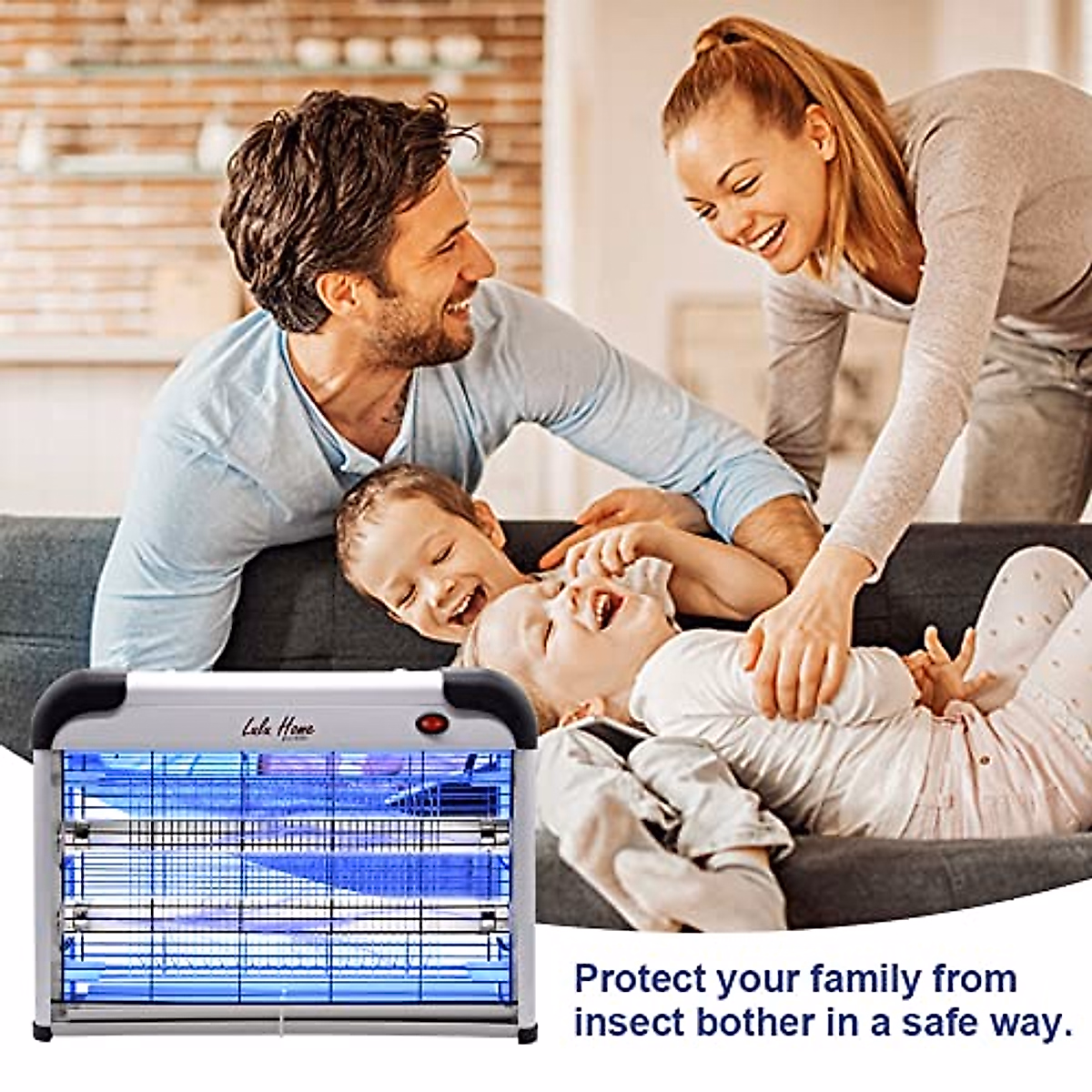 Lulu Home Electric Bug Zapper, Aluminium Indoor Insect Killer for Mosquito, Bug, Fly with Powerful 2800V Grid 20W Bulbs