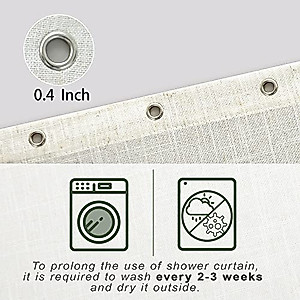 KOUFALL 96 Inch Shower Curtain,Natural Linen Waterproof Modern Boho Farmhouse Fabric Extra Long Shower Curtains for Bathroom Set with Hooks,72 x 96 in Length,Cream Beige