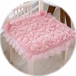 TINTON LIFE 2pcs 17" X 17" Soft Plush Square Chair Cushion Garden Patio Home Lace Floral Dining Seat Pads with Ties(Pink)
