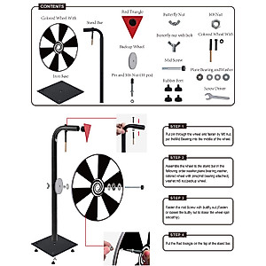 Spinning Wheel for Prizes, 10 Slots Black Prize Wheel with Eraser, 12 Inch Spin Wheel with Stand, Roulette Wheel for Tabletop - Wheel of Fortune Wheel Spinner for Carnival, Game Casino and Trade Show