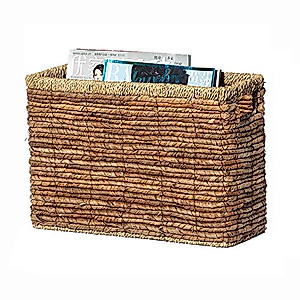 KXA Straw Magazine Basket Rectangular Storage Basket Home Finishing Basket with Handle