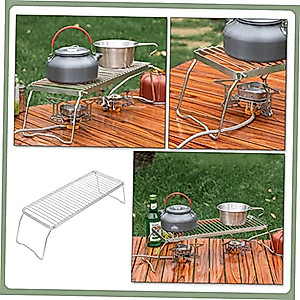 Kisangel 2pcs Burner Support Mini Charcoal Grill Outdoor Charcoal Grill Portable Bbq Grill Campfire Grill Rack Camp Grill Grate Camping Grill Rack Camping Barbecue Rack Foldable Grill Rack