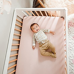 Newton Baby Organic Fitted Crib Sheets (2-Pack) - 100% Breathable and Ultra-Soft, 100% Organic Muslin Cotton, Sunrise Pink + White, Fits All Standard Cribs