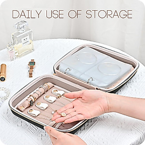 ProCase Medium Travel Jewelry Organizer Case, Jewellery Home Storage Book Ring Binder with Clear Pockets for Presentation, Zippered Pouch Bag for Earrings Necklaces Bracelets -Black