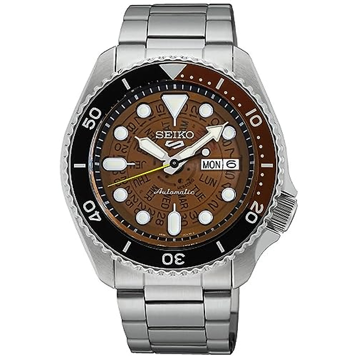SEIKO SRPJ47K1,Men's Sport,Automatic,Stainless Case,Rotating,Day & Date,100m WR,SRPJ47